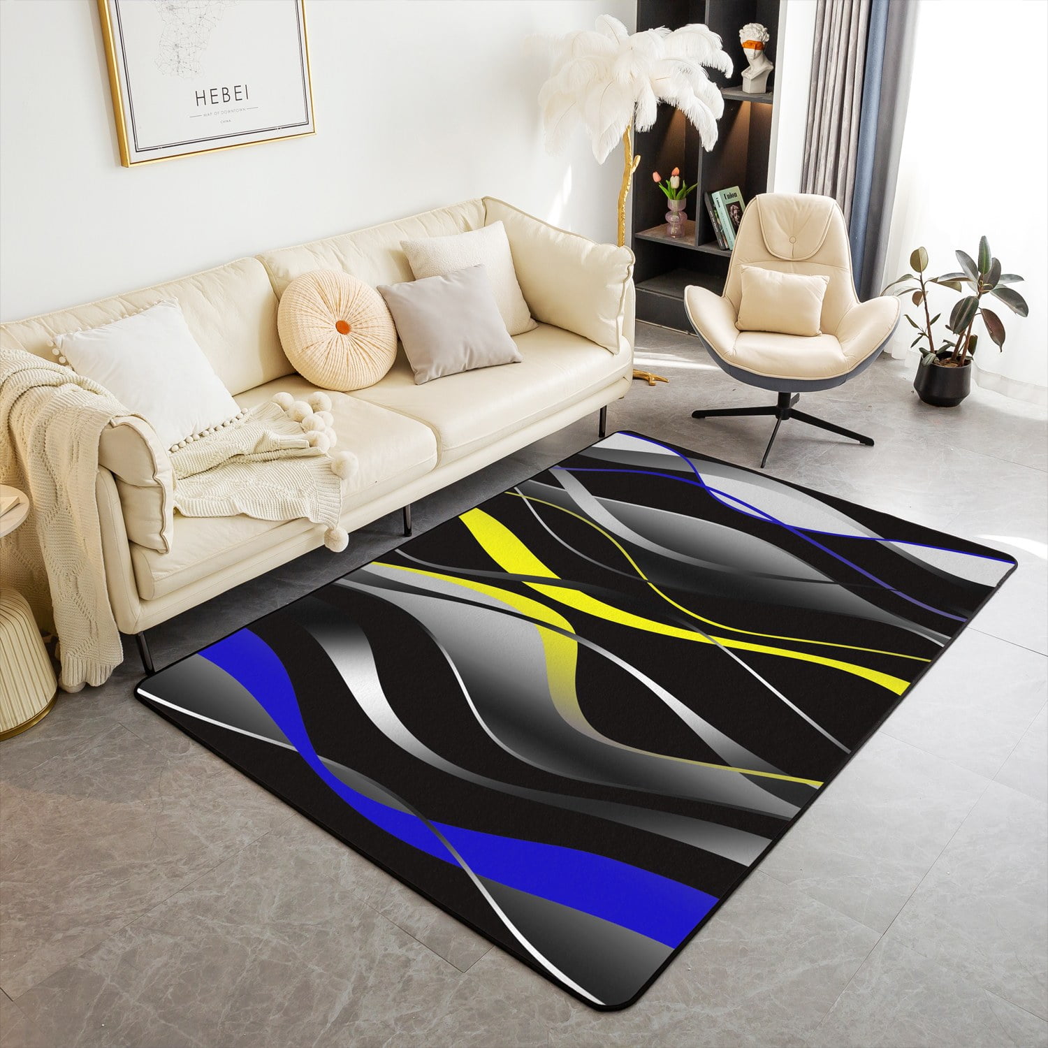 YST Contemporary Geometry Area Rug,Adults Wavy Lines Rug 5x7 for ...