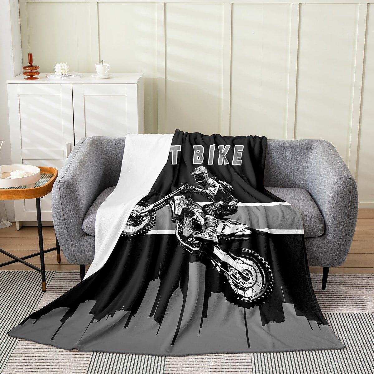 YST Cool Cross Bike Fleece Blanket Queen 90x90 Dirt Bike Throw Blanket ...