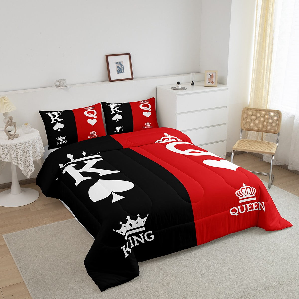 Couple Bedding Valentine's Day Gifts for Wife Husband, Black Red King ...