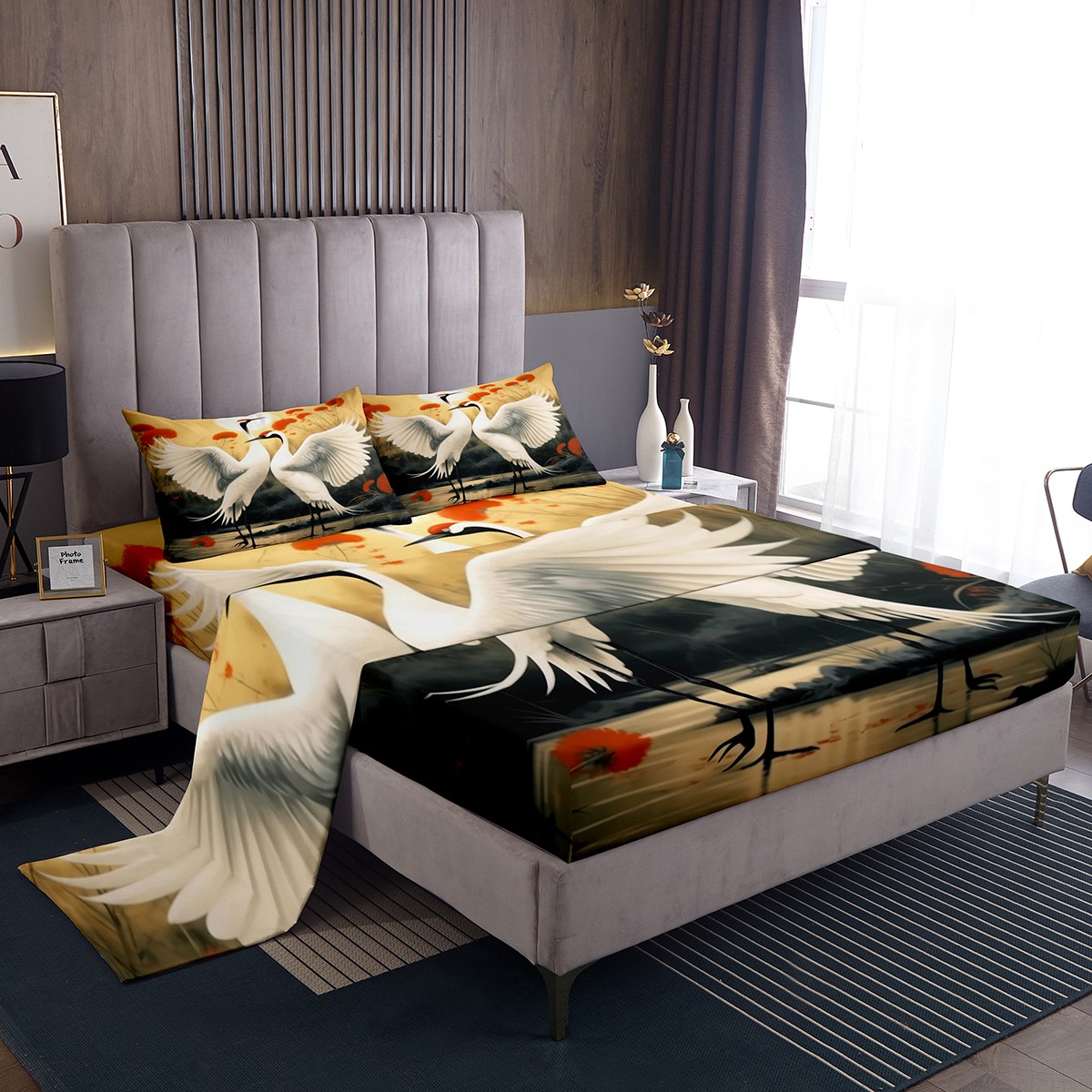 YST Couple Crane Twin Size Sheet Sets Wild Animal Sheets, Oriental ...