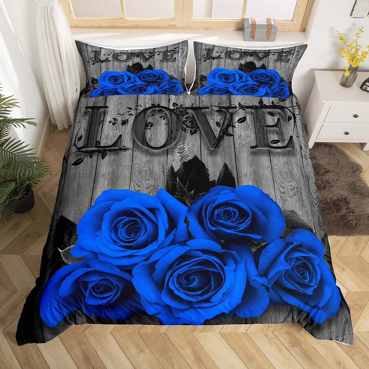 Erosebridal Couple Wedding Duvet Cover Valentine'S Day Rose Floral ...
