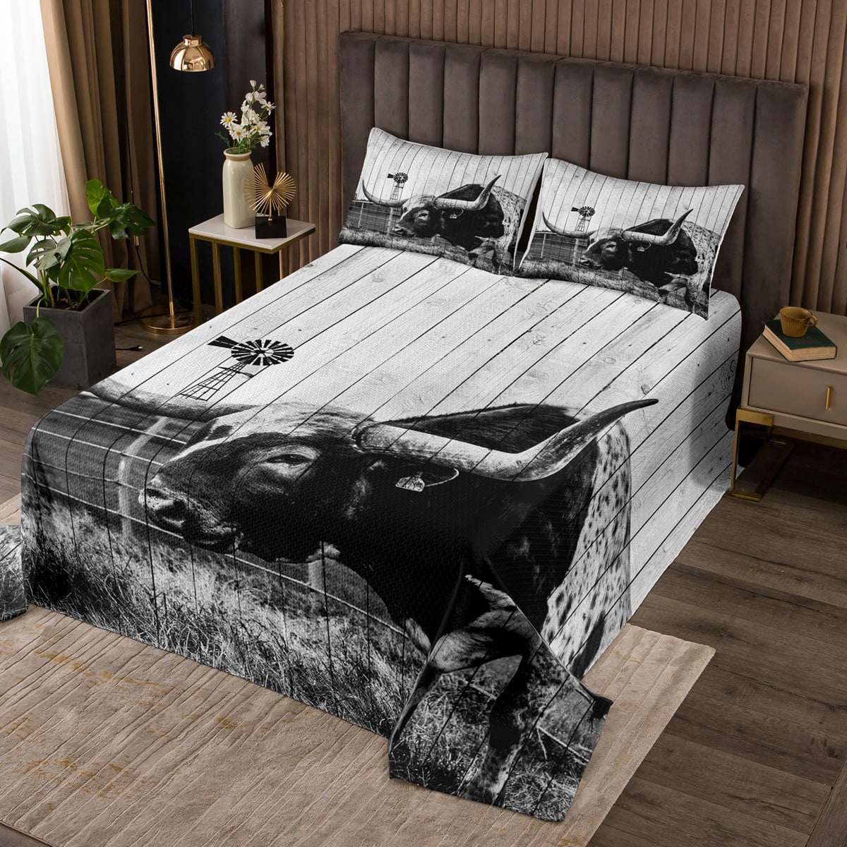 Erosebridal Cow Bedspread Set Youth Adults, Rustic Farmhouse Quilt Set ...