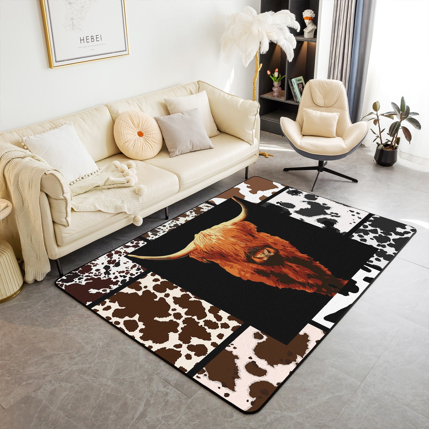 YST Cow Print Carpet for Living Room,Western Cowhide Area Rug 3x5 for ...
