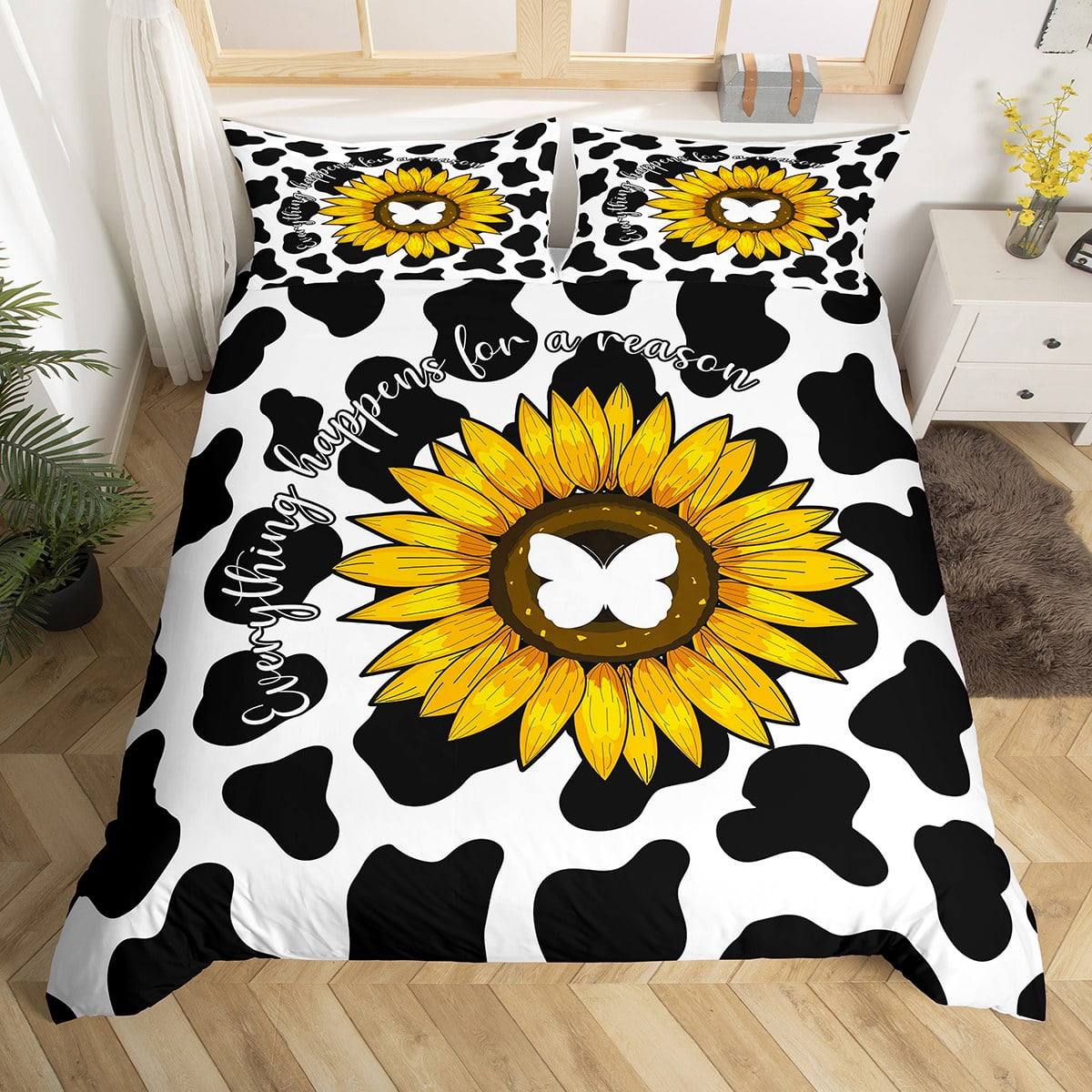YST Cow Print Comforter Cover for Kids Girls Boys, Black And White ...
