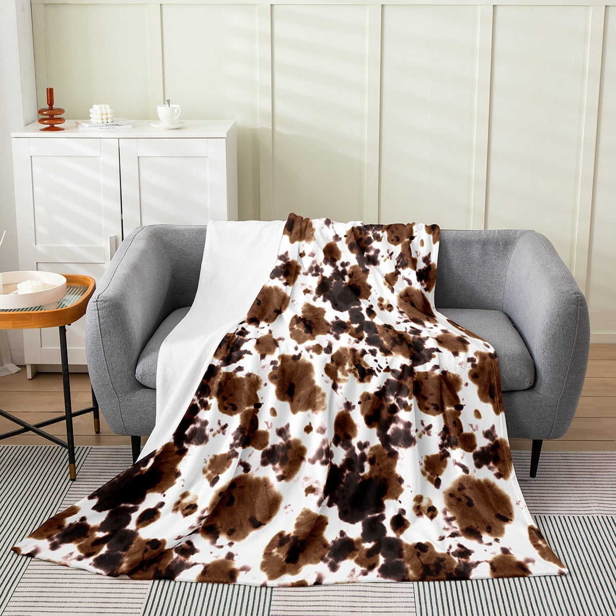 Cow Printed Throw Blanket 30x40 inch,Cowhide Print Cow Skin Fleece ...