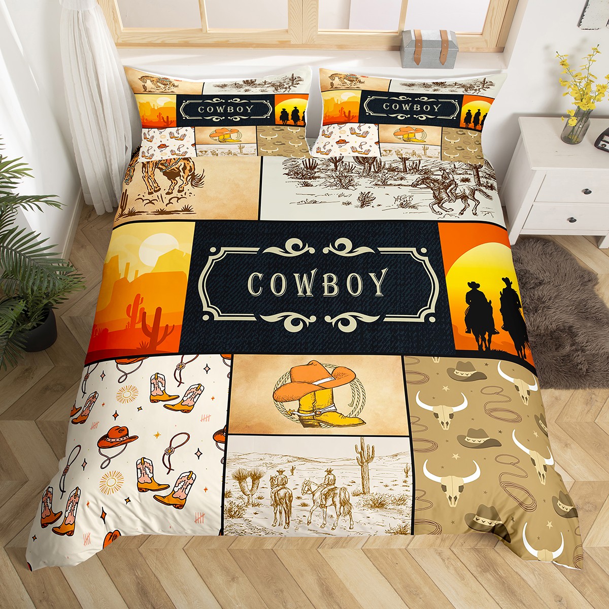 YST Cowboy Bedding Set for Boys Teens American Wild Desert Comforter ...