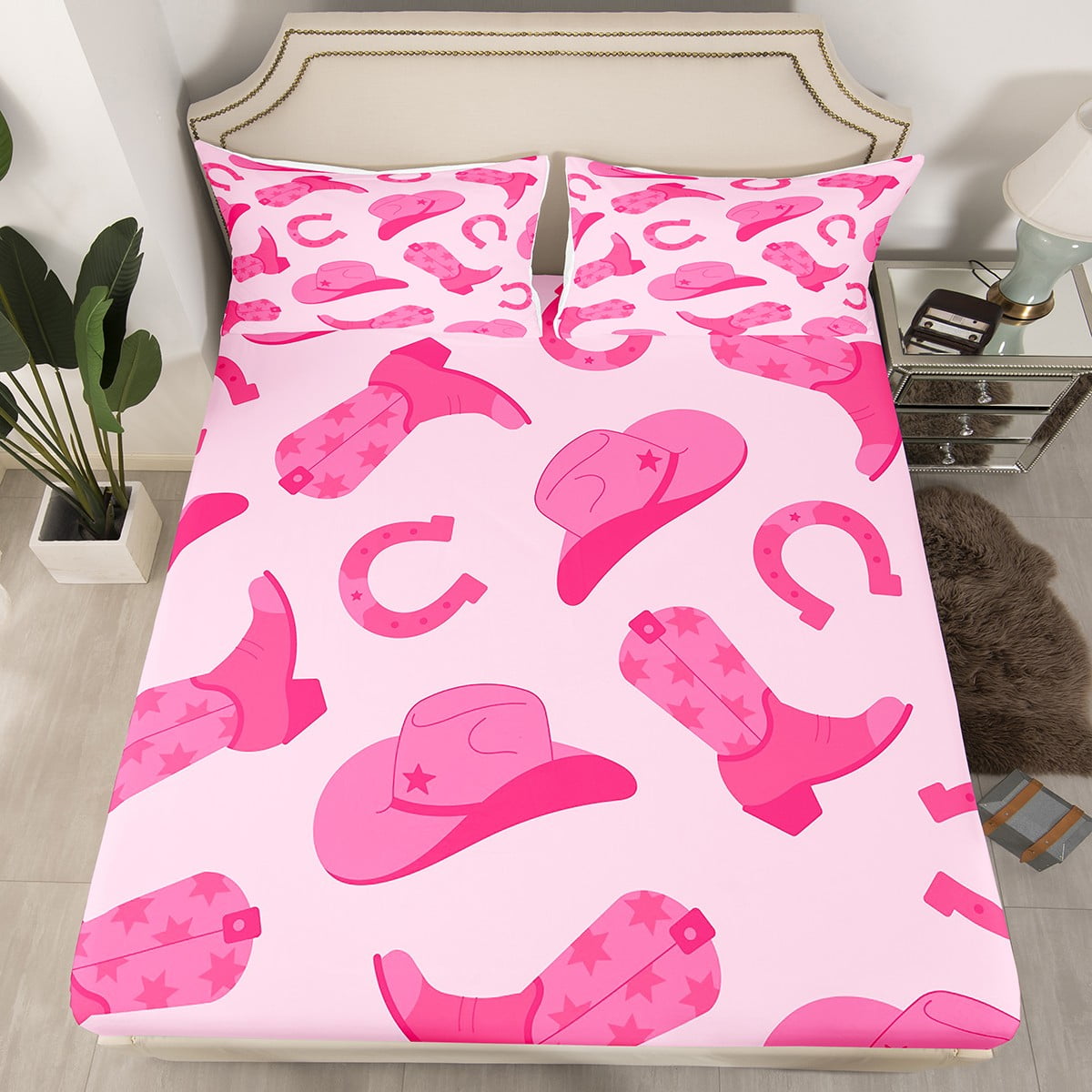 YST Cowgirl Bed Sheets Cute Kawaii Pink Cowgirl Full Bedding Set Gifts ...
