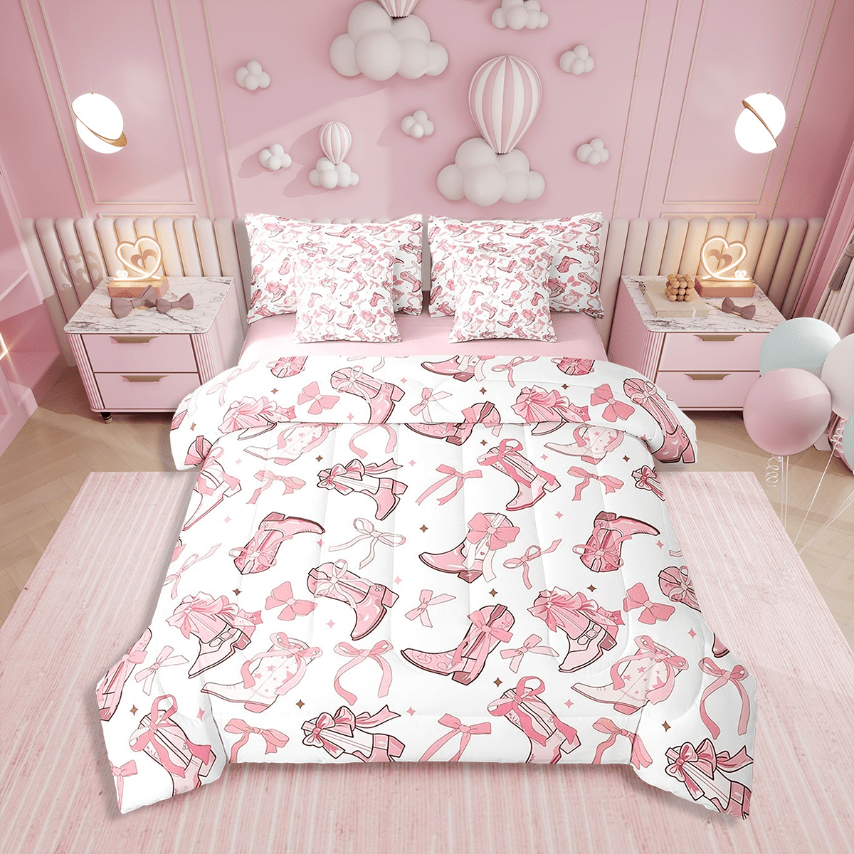 Cowgirl Comforter Set Twin Size 7 Pcs,Western Cowboy Boots Pink ...