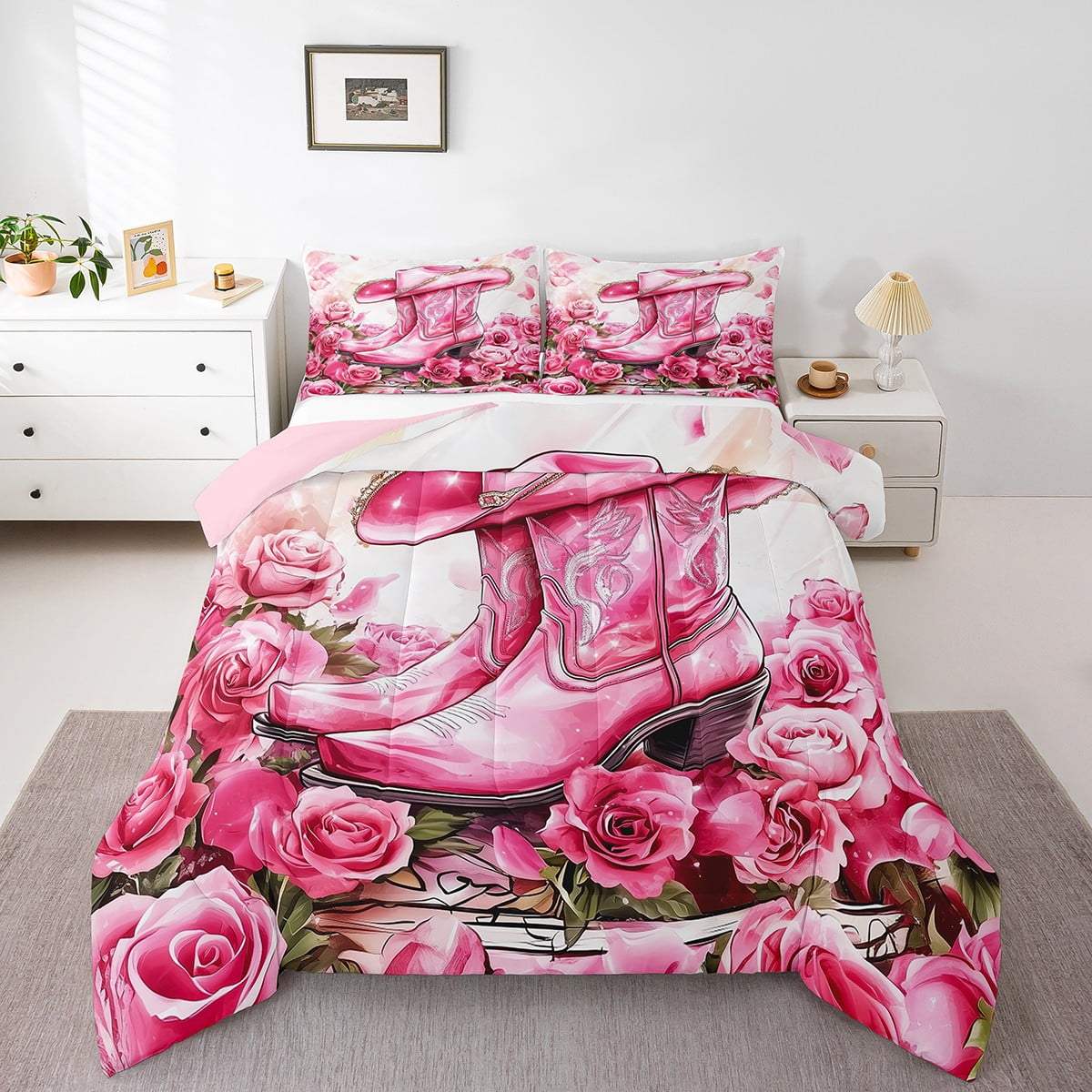 YST Cowgirl Girls Down Comforter Western Cowgirl Bedding Set Full Size ...