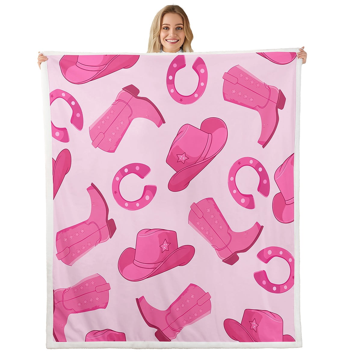 Cowgirl Throw Blanket Cute Kawaii Pink Cowgirl Throw 50"X60" Fleece ...