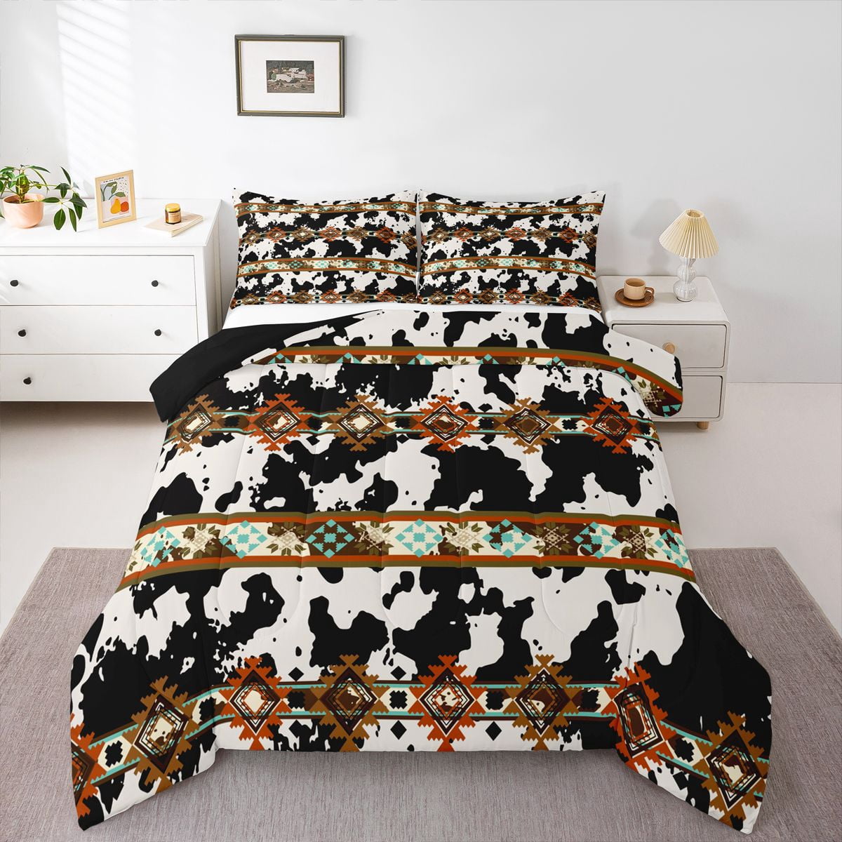 Cowhide Comforter Set Western Bedding Sets Queen,Black and White ...