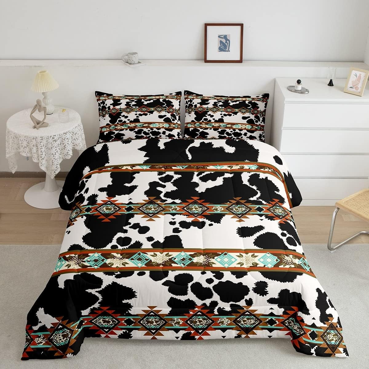 Cowhide Comforter Set Western Bedding Sets Queen,Black and White ...