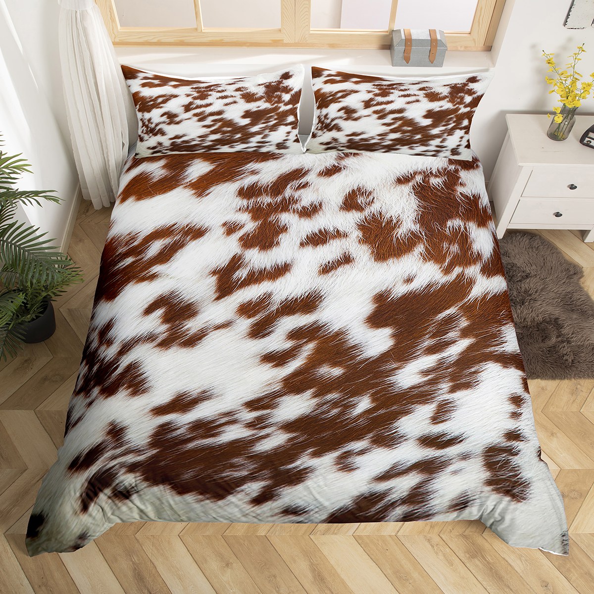 Erosebridal Cowhide Duvet Cover for Teens Adults Men Women, Cute Cow ...