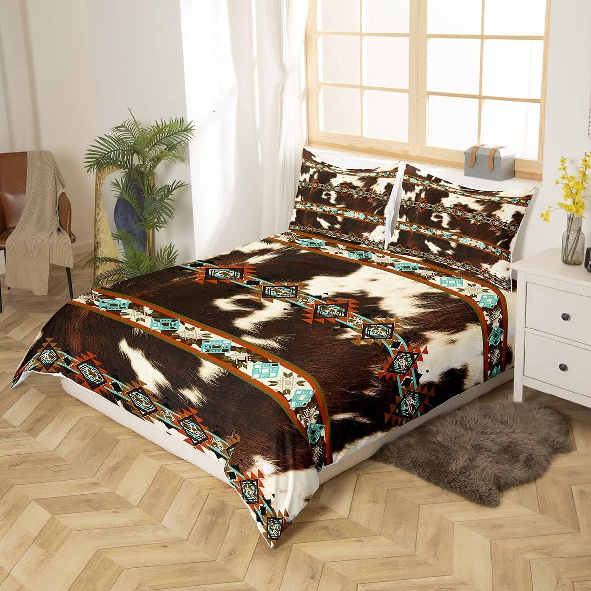 Western Duvet Cover Sunflower Bedding Set Cowboy Boots for Men,Yellow ...