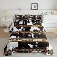 Erosebridal Cowhide Quilt Black and White Highland Cow Print Comforter Set,Western Bedding Sets ...
