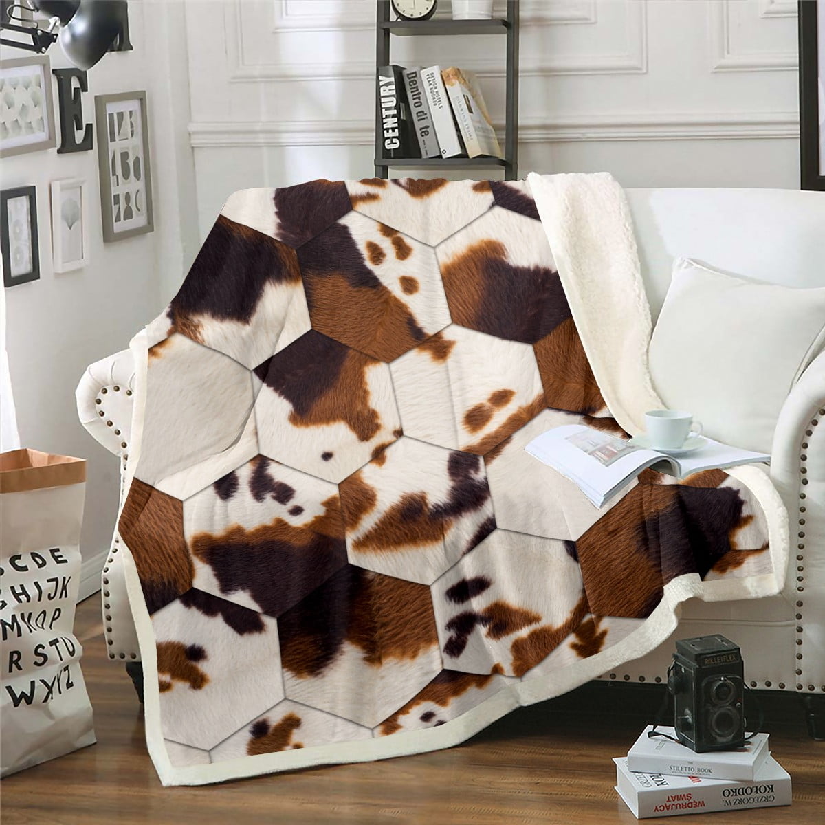 YST Cowhide Throw Blanket Highland Cow Print Blanket 40"X50" for Boys ...