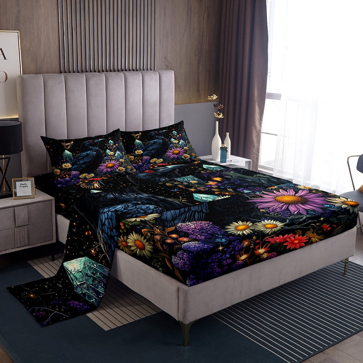 Crow Sheets Full Size, Halloween Raven Sheet Set Teens Adult Women ...