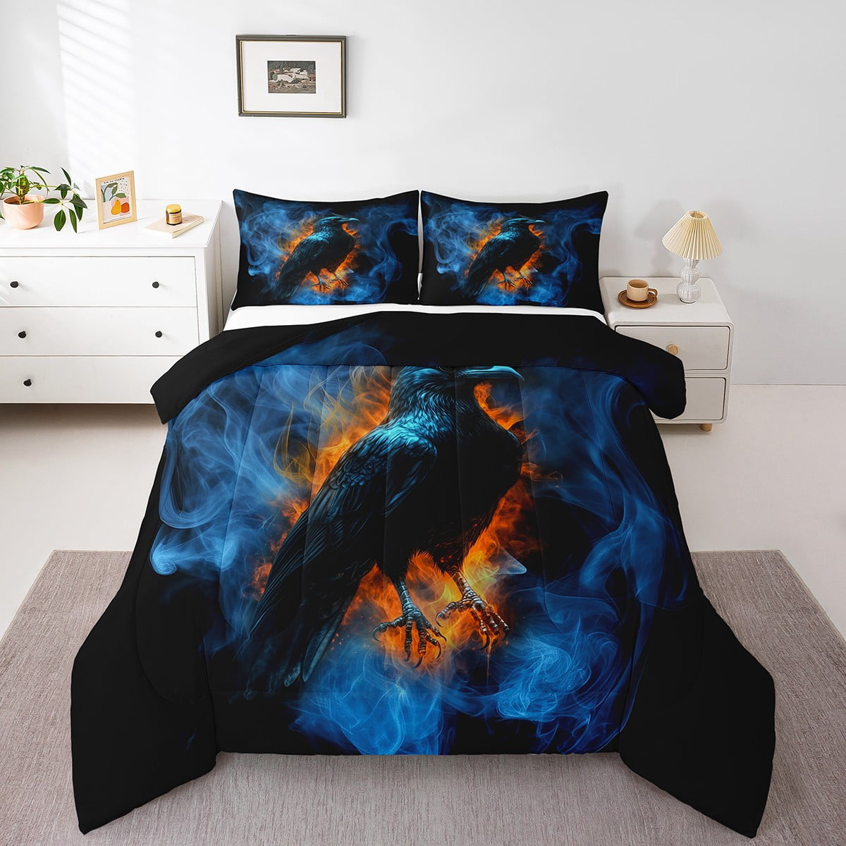 Erosebridal Crow Twin Size Comforter Set, Halloween Birds Animals ...