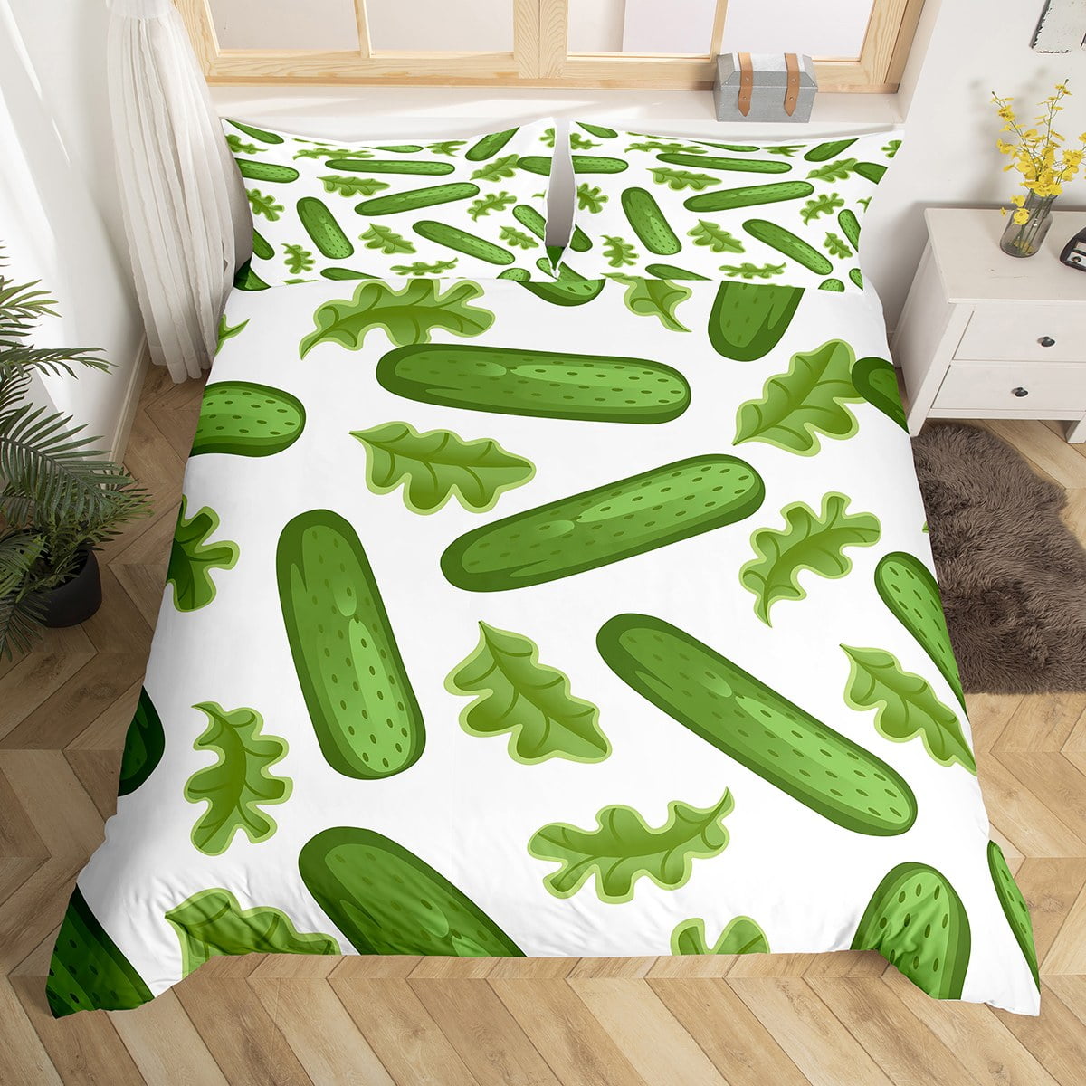 Erosebridal Cucumbers Vegetable Print Comforter Cover Green Pickles ...
