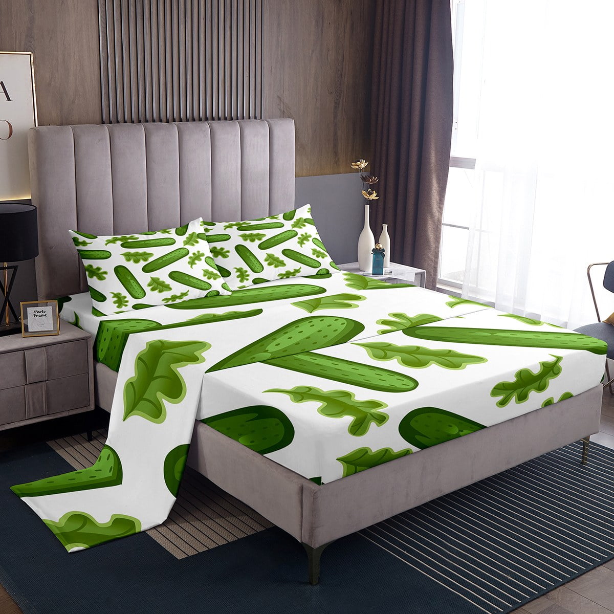 YST Cucumbers Vegetable Print Sheet Set Green Pickles Bed Sheets Set ...