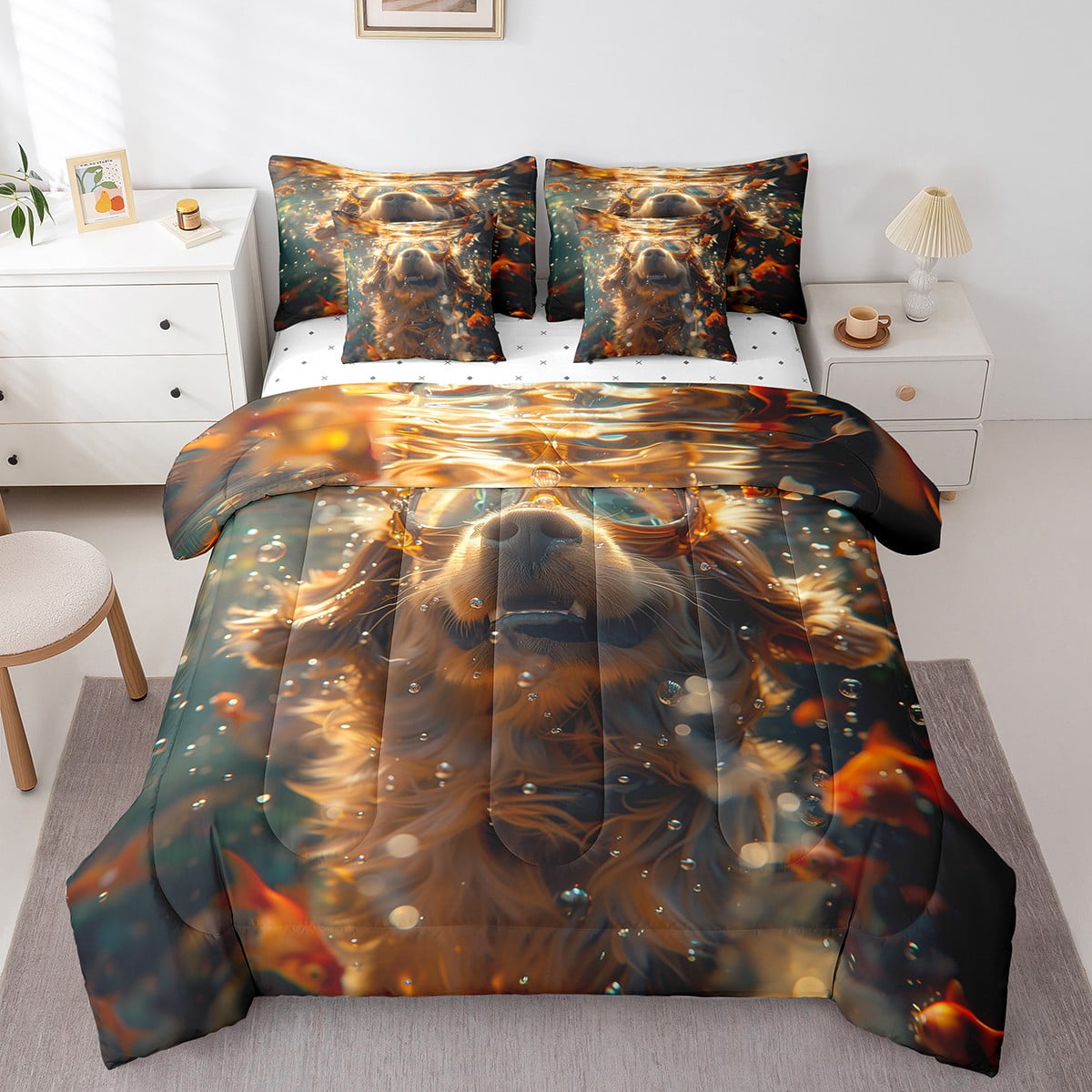 YST Cute 3D Dog 7 Pcs Comforter Set Twin Kawaii Labrador Bedding ...