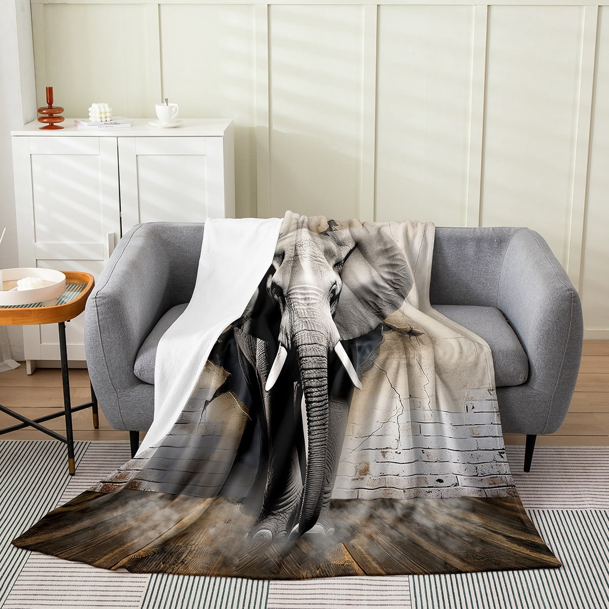Cute 3D Elephant Throw Blanket 40x50,Grey Elephant Wall Blanket For ...
