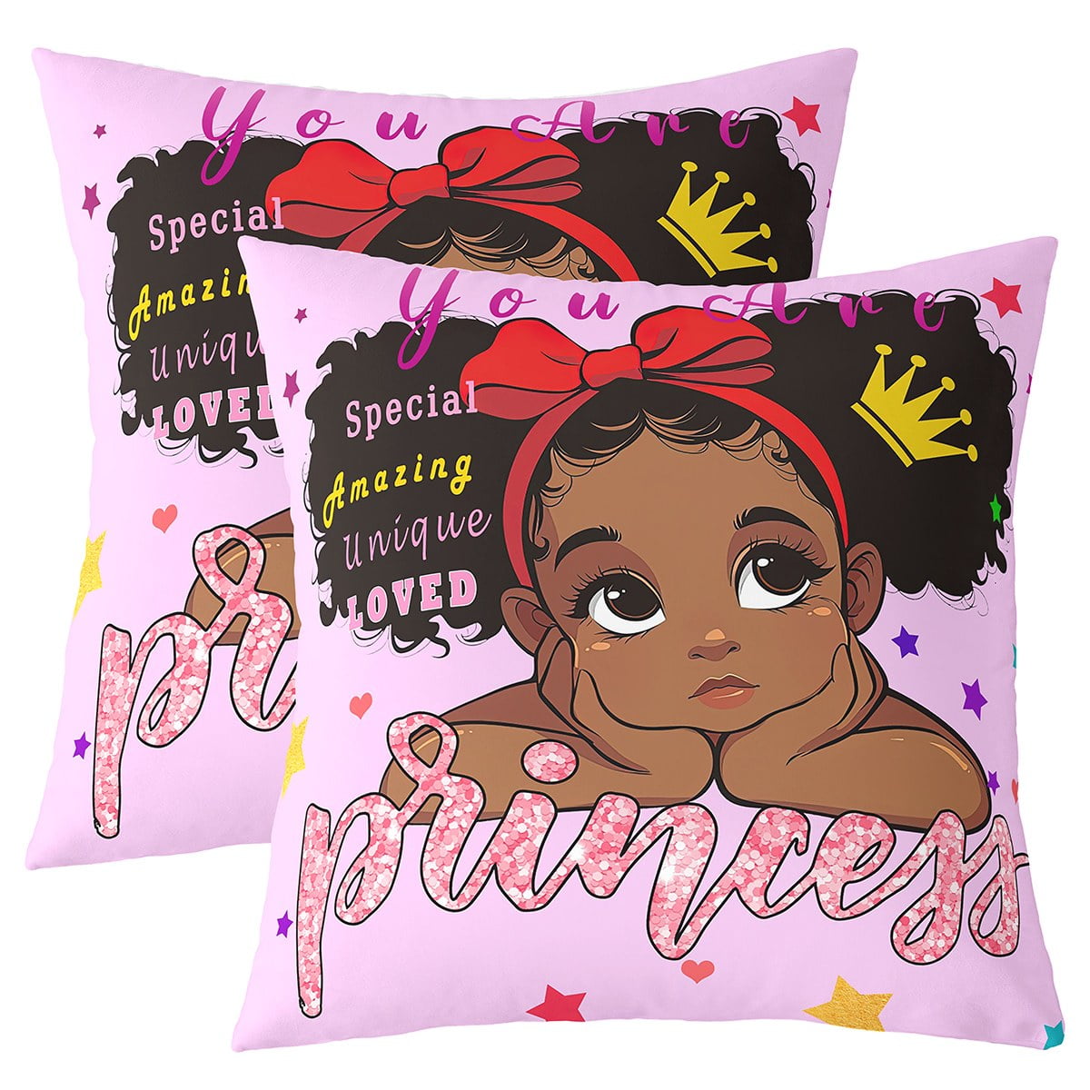 YST Cute Afro Girls Throw Pillow Covers for Kids Girls,Little Girls ...