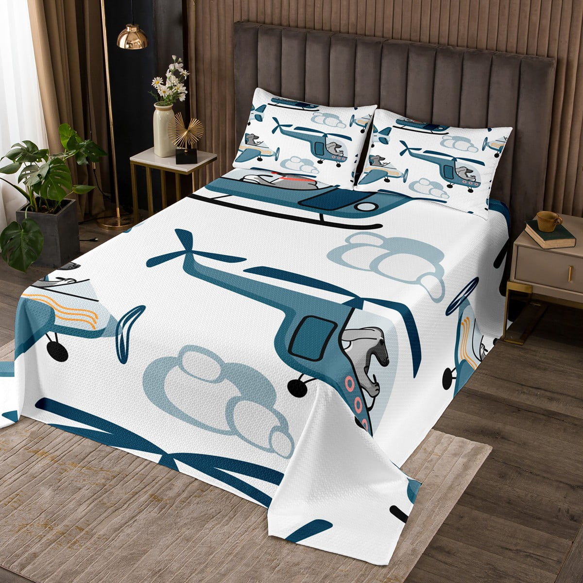 Erosebridal Cute Airplane King Size Quilt Set,Funny Flying Aircraft ...