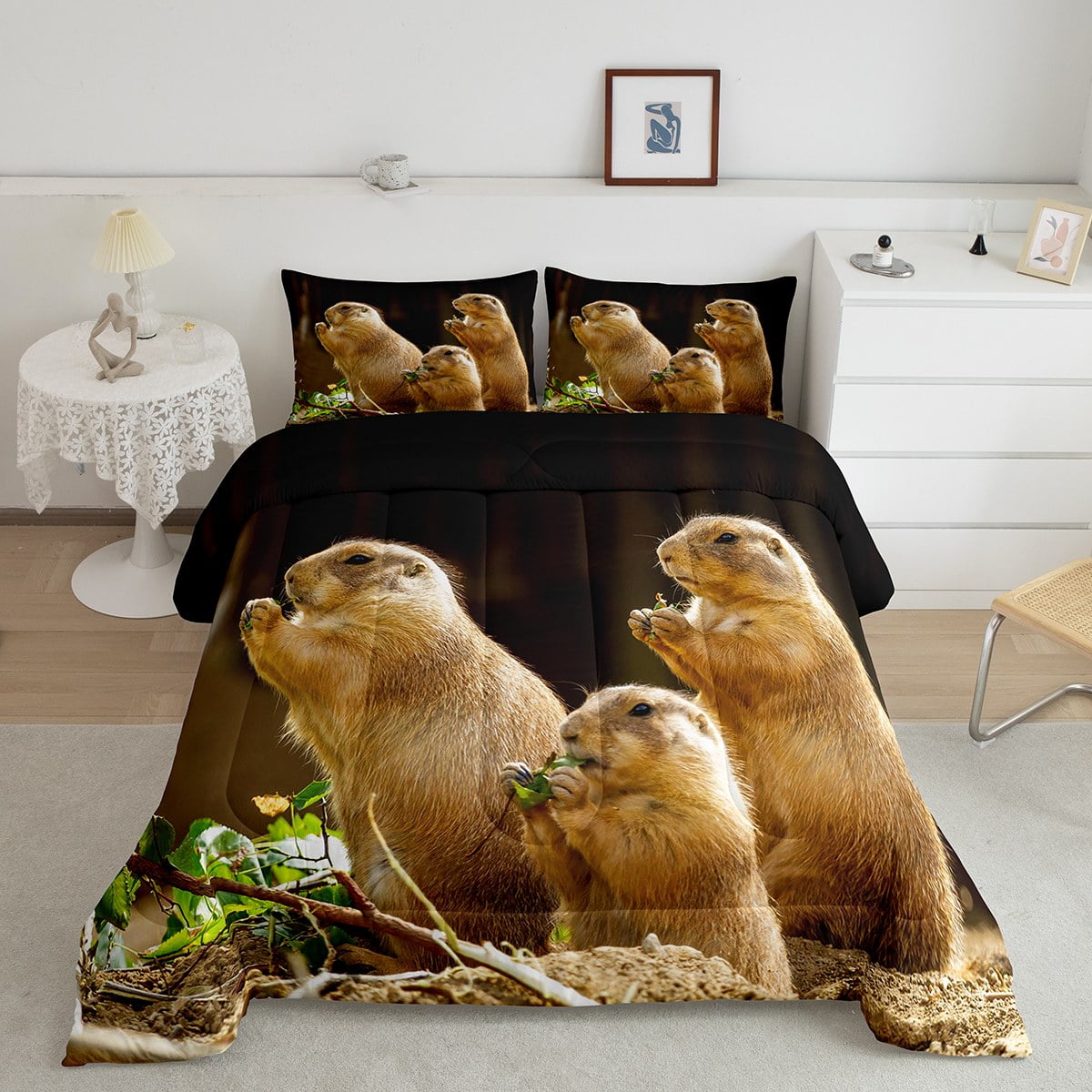 YST Cute Animal Bedding King for Boys Girls Kawaii Ground Squirrel ...