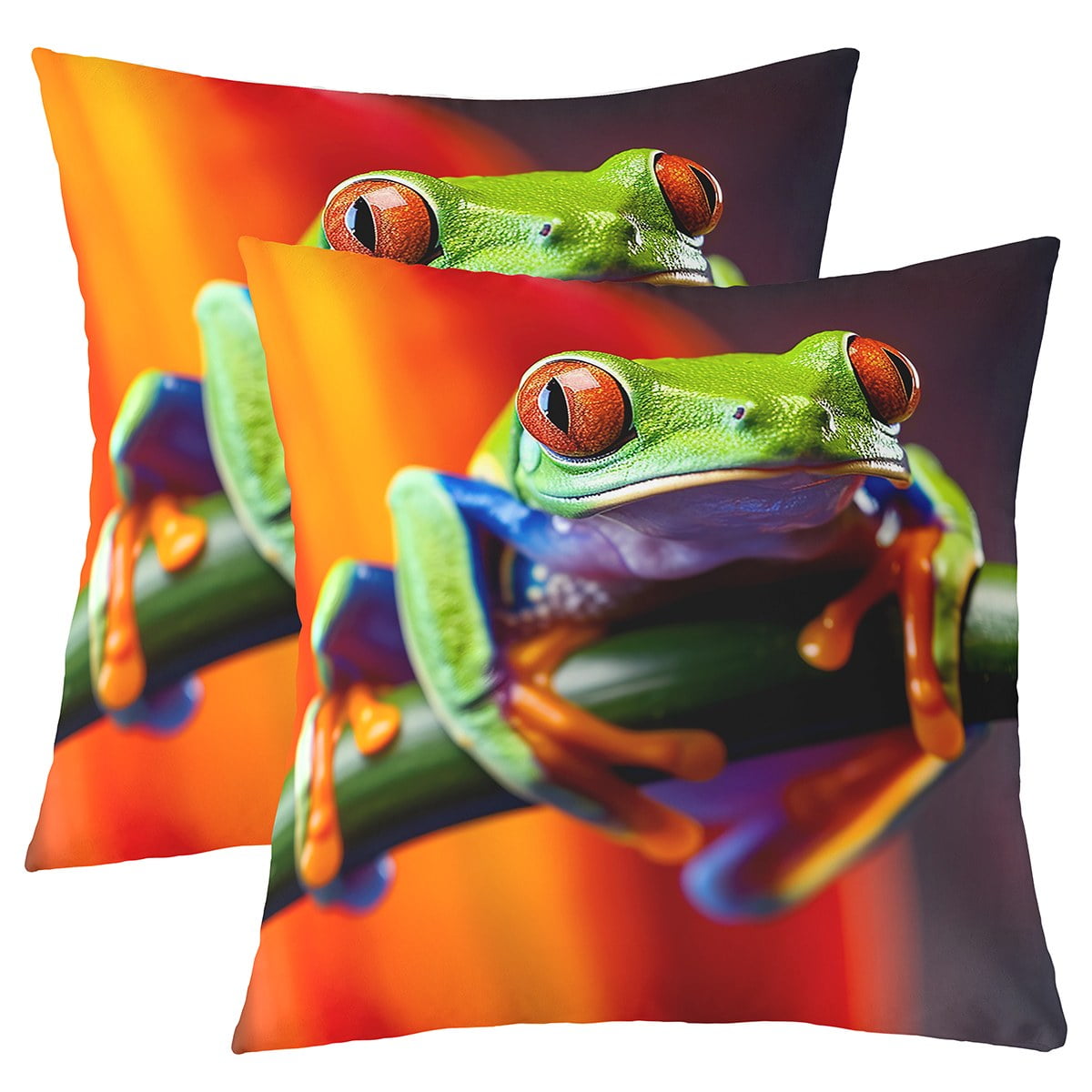 Cute Animal Cushion Cases Pack of 2 Red Eyed Tree Frog Pillow Covers ...