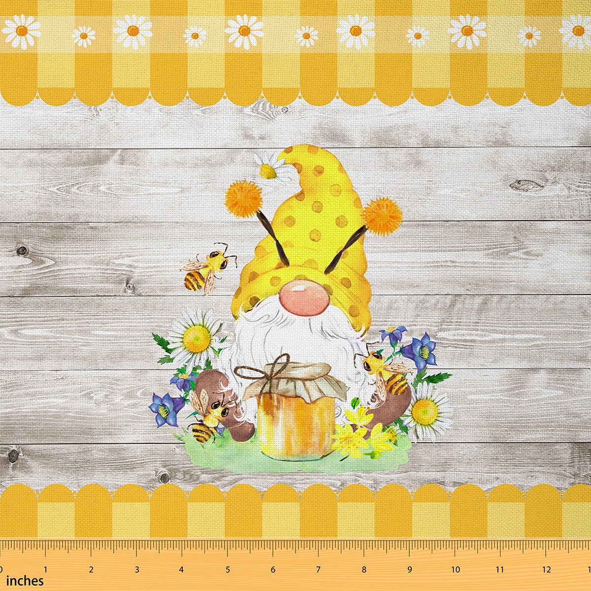 Erosebridal Cute Bee Gnome Fabric by the Yard,Yellow Kawaii Spring ...