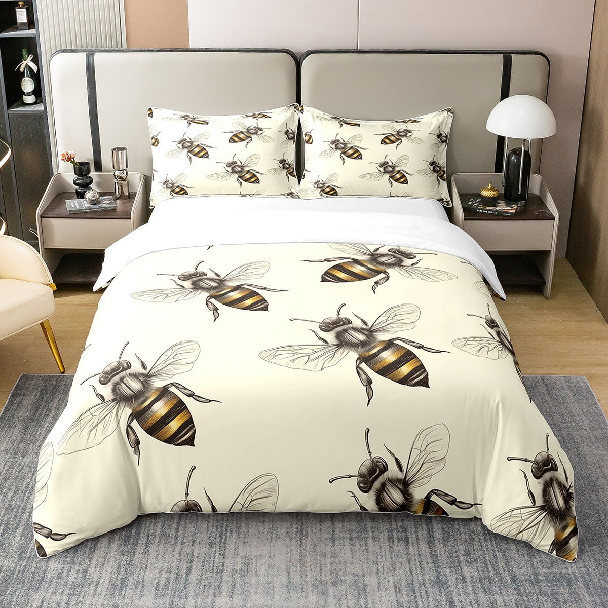 Erosebridal Cute Bees 100% Natural Cotton Bedding Set Honeybee Lovers ...