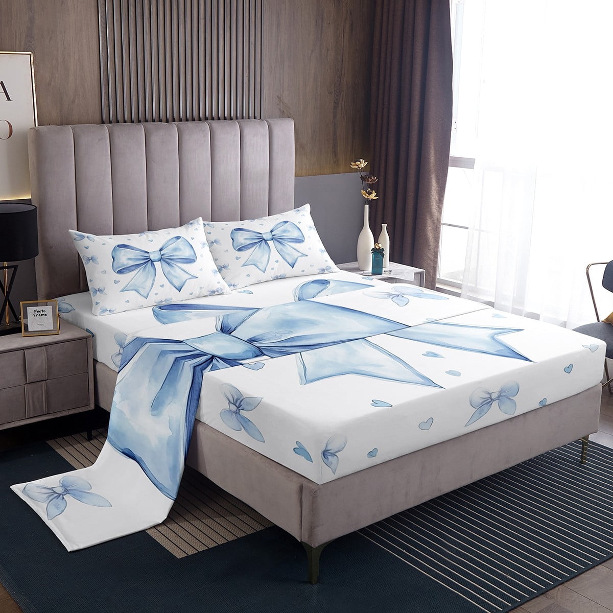 Erosebridal Cute Blue Bowknot Bedding Set Twin Size For Kids Girls Teen ...