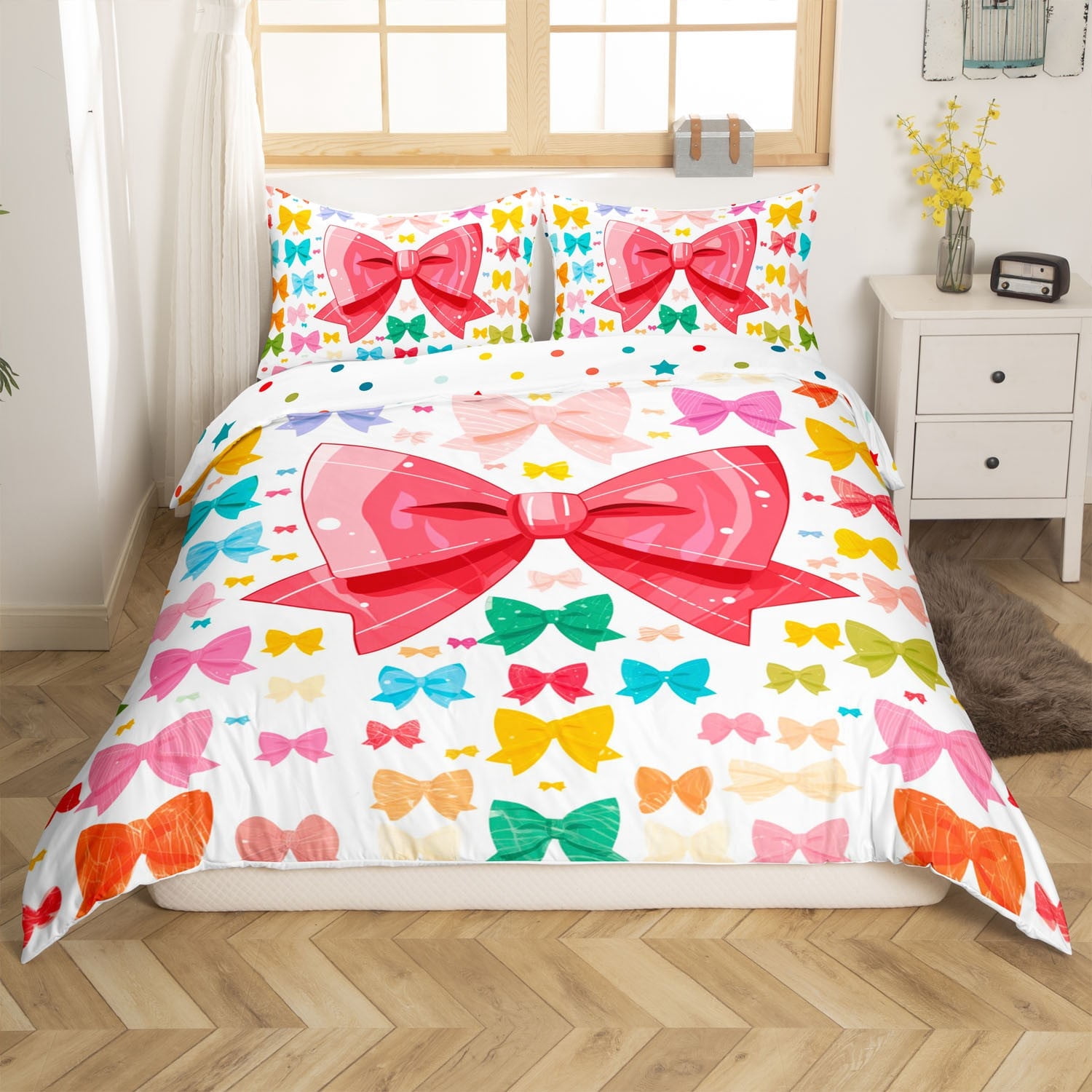 Cute Bow Knot Duvet Cover King Size No Comforter,Kawaii Simple Bows ...