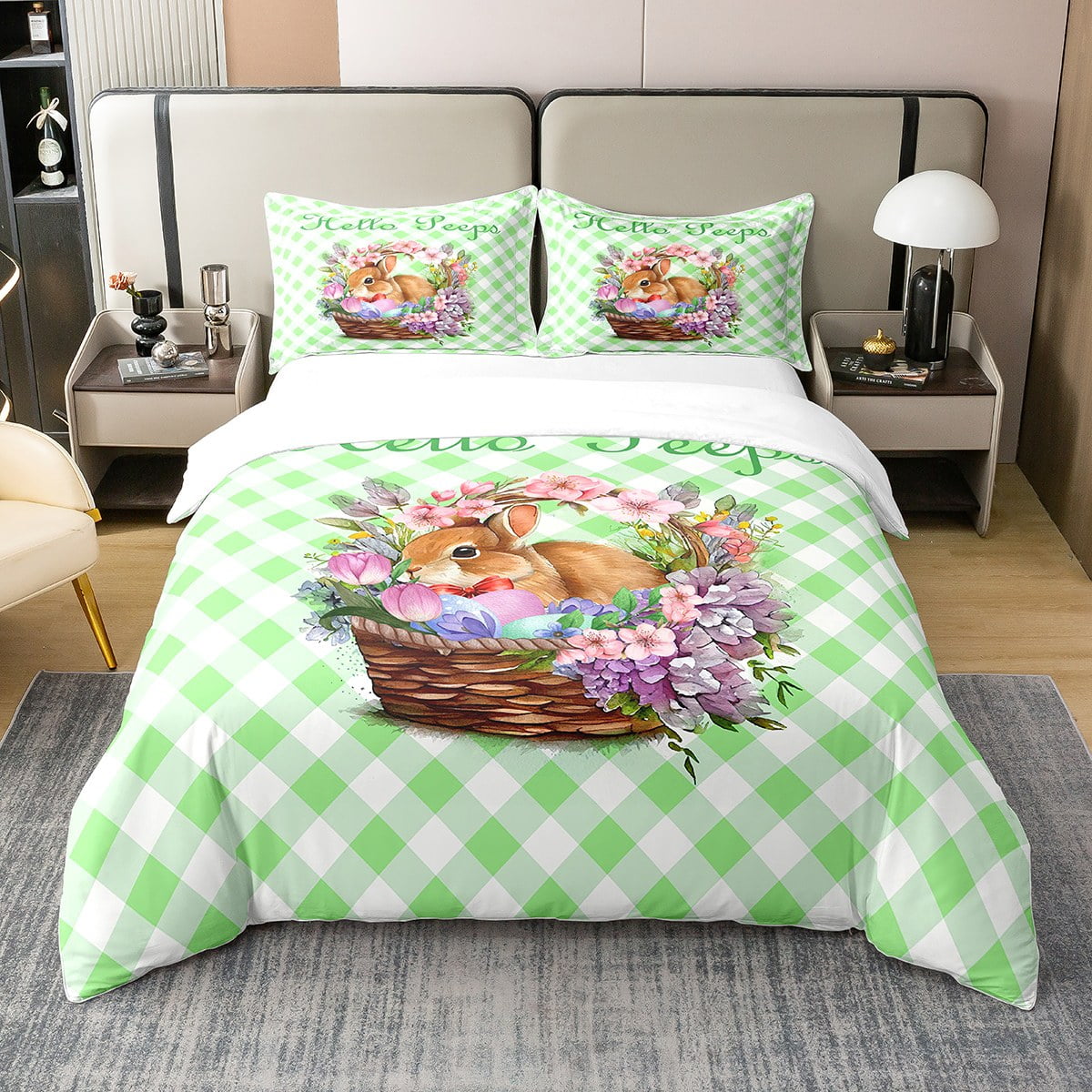 YST Cute Bunny 100% Cotton Duvet Cover Queen,Easter Theme Comforter ...