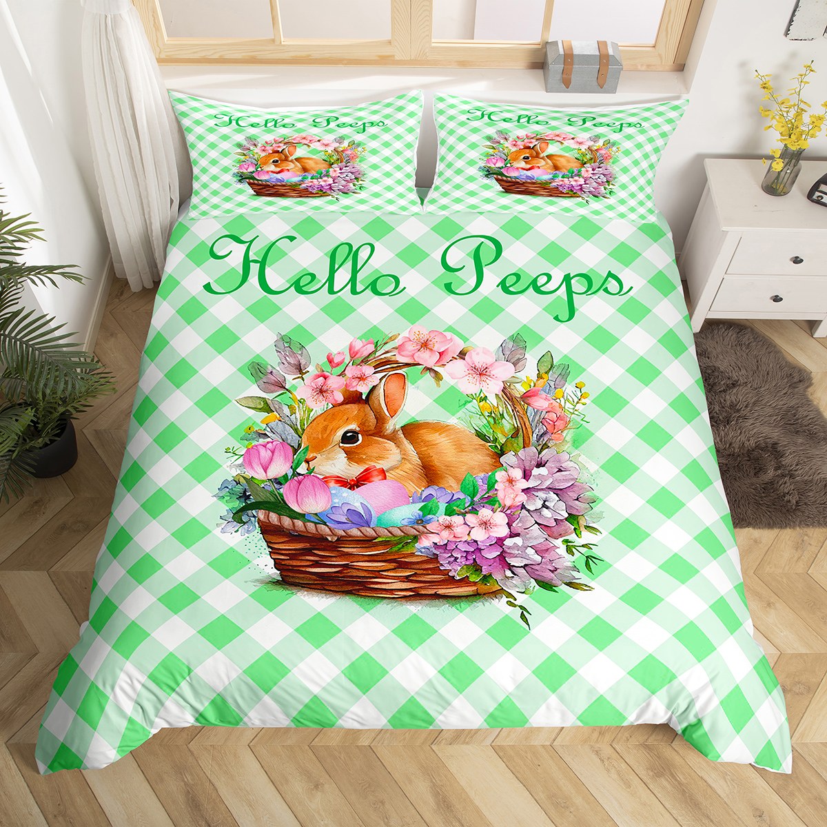 Erosebridal Cute Bunny Duvet Cover Twin Size,Easter Theme Comforter ...