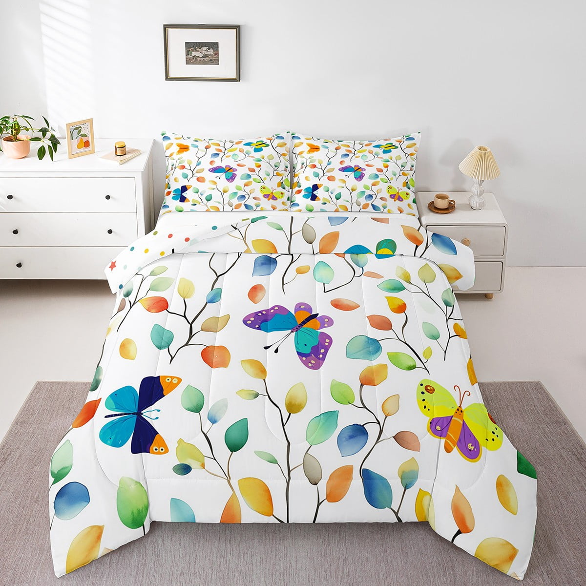 Erosebridal Cute Butterfly Bedding Twin Size Chic Elegant Floral ...
