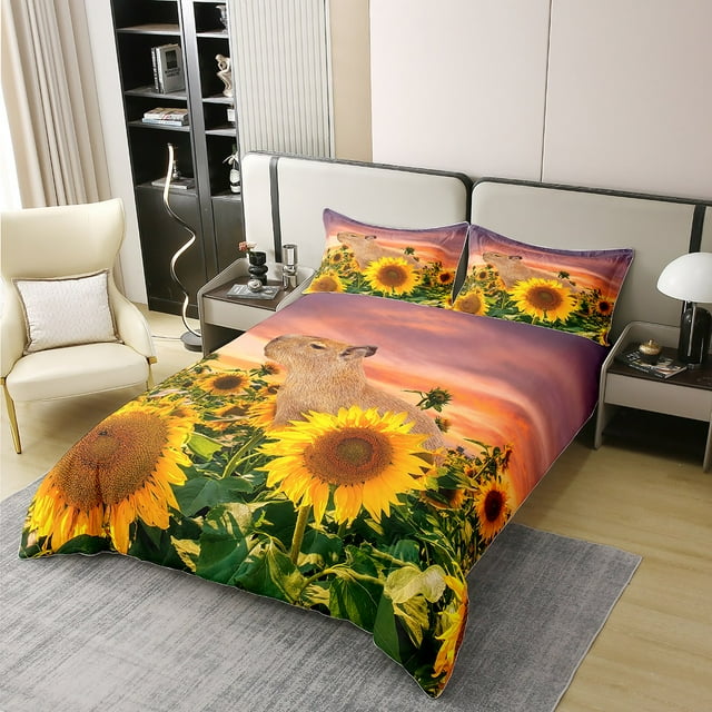YST Cute Capybara 100% Cotton Duvet Cover,Funny Capybaras Bedding Set ...
