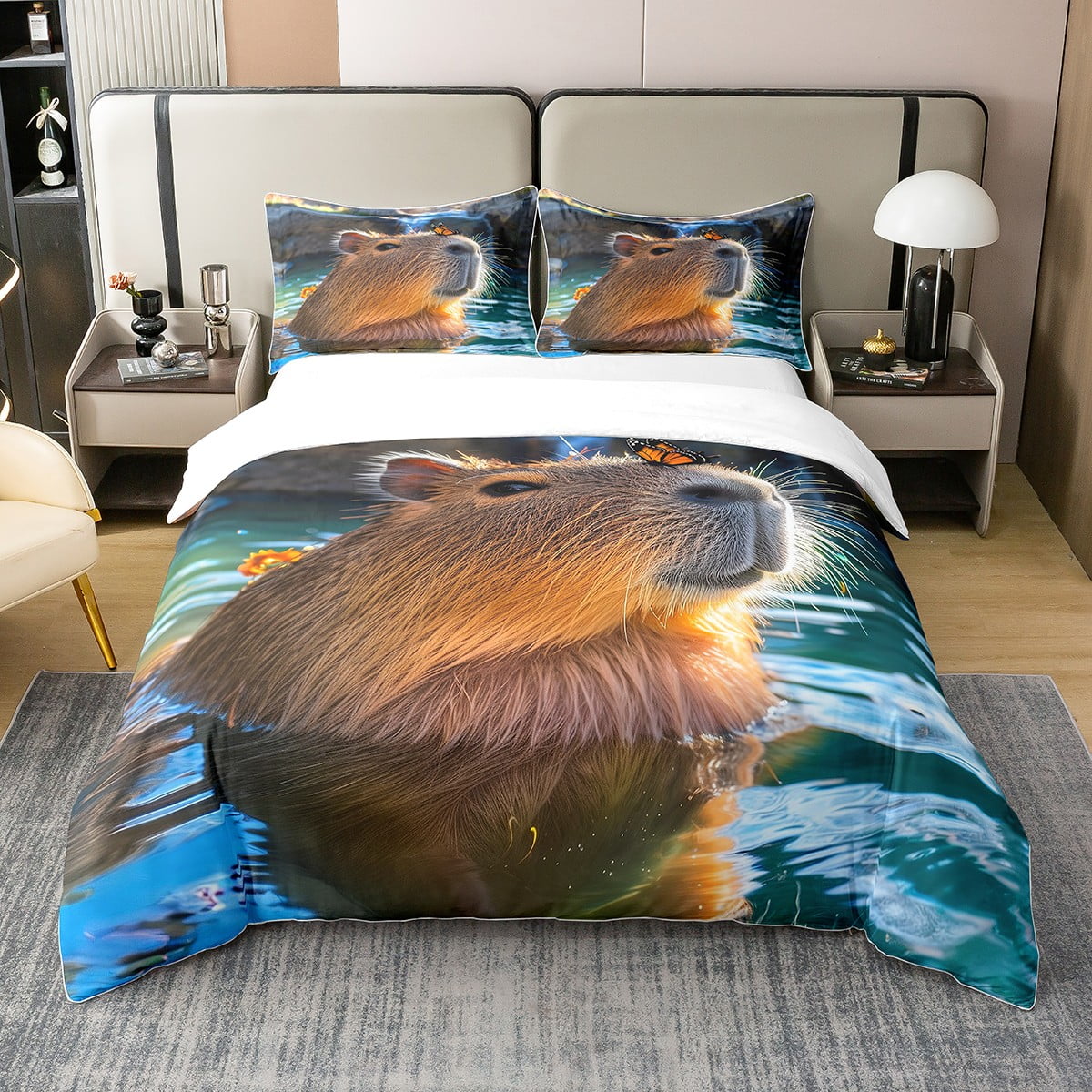 YST Cute Capybara 100% Cotton Duvet Cover Twin,3D Wild Animal Print ...