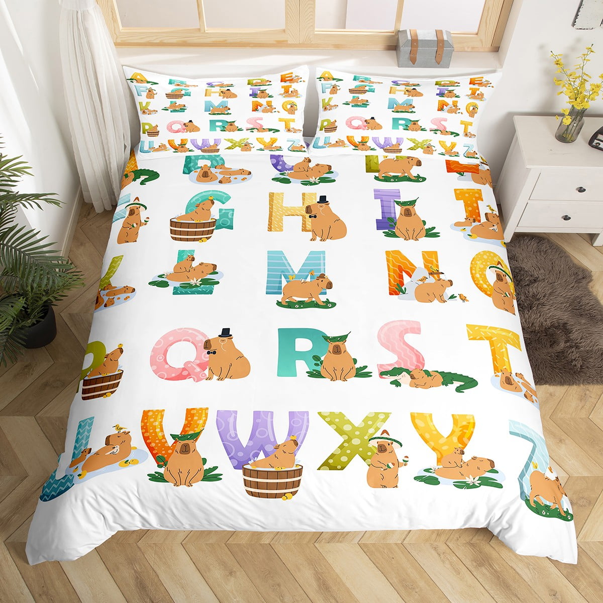 YST Cute Capybara Bedding Set Twin Funny Capybara Comforter Cover ...