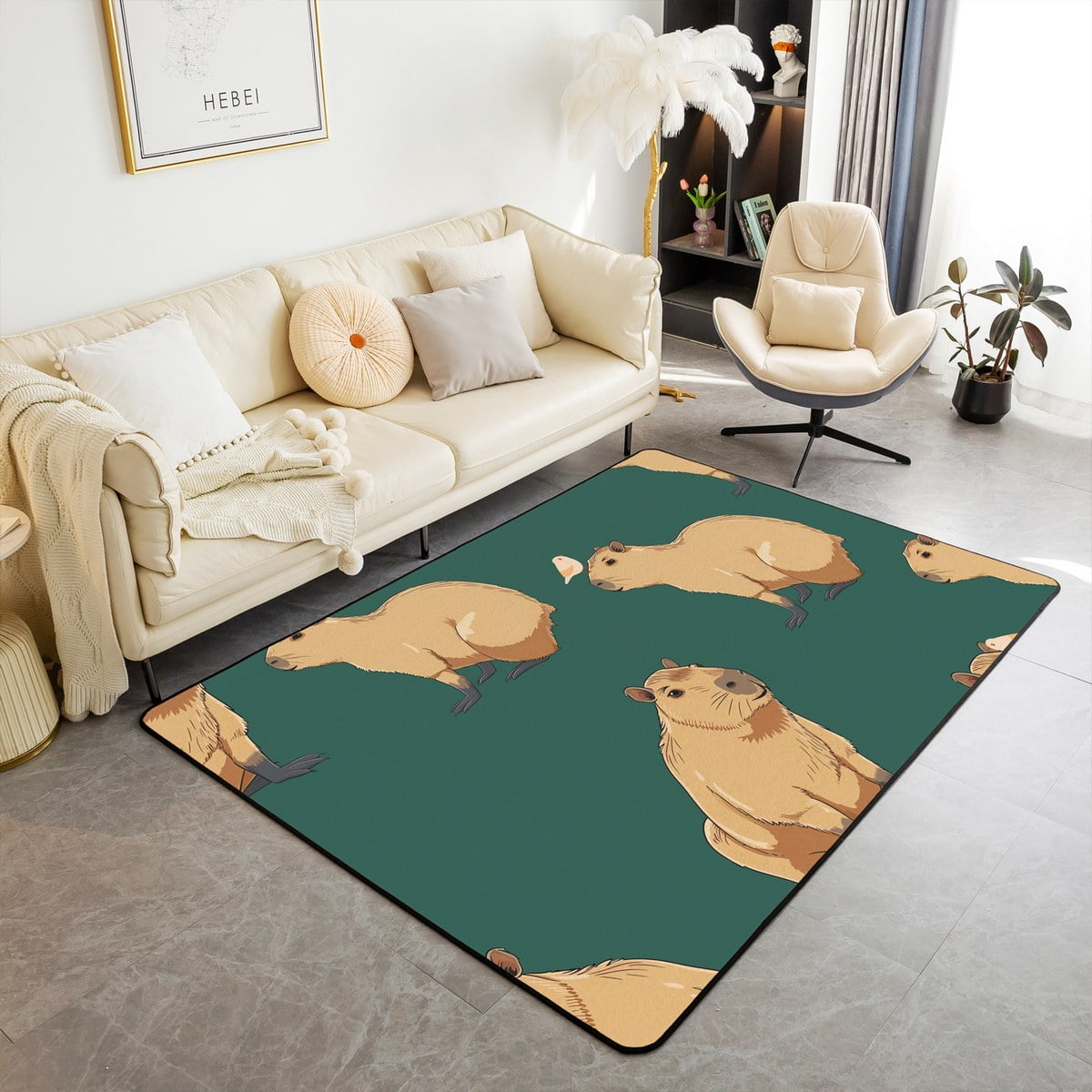 Cute Capybara Carpet Cartoon Capybara Rug 5x7 Funny Capybara Area Rug ...