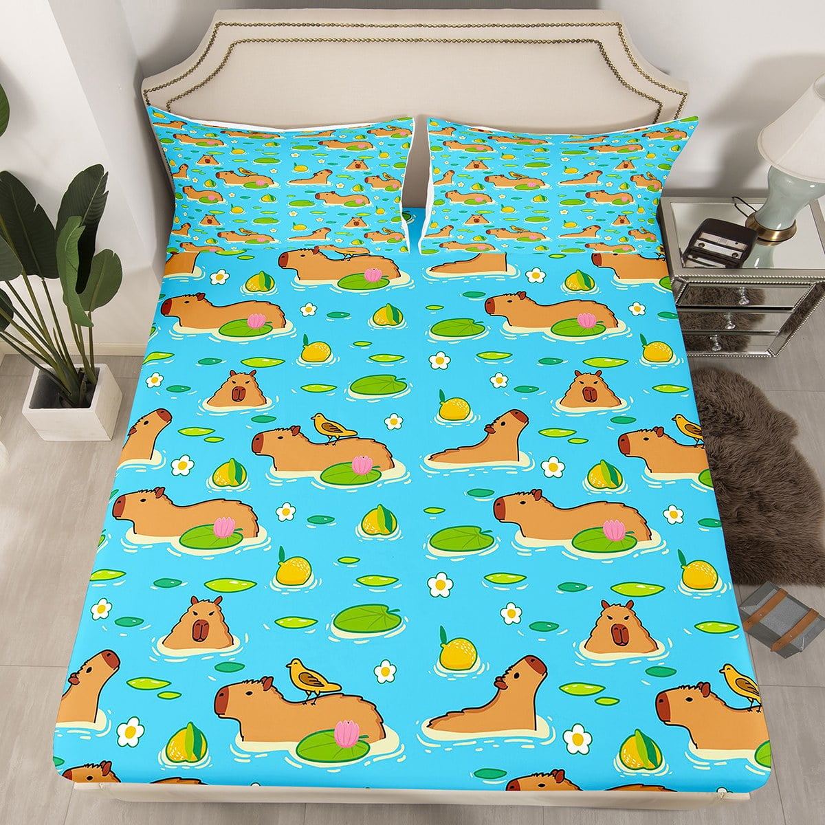 YST Cute Capybara Fitted Sheet Full for Girls Boys Toddler, Funny ...