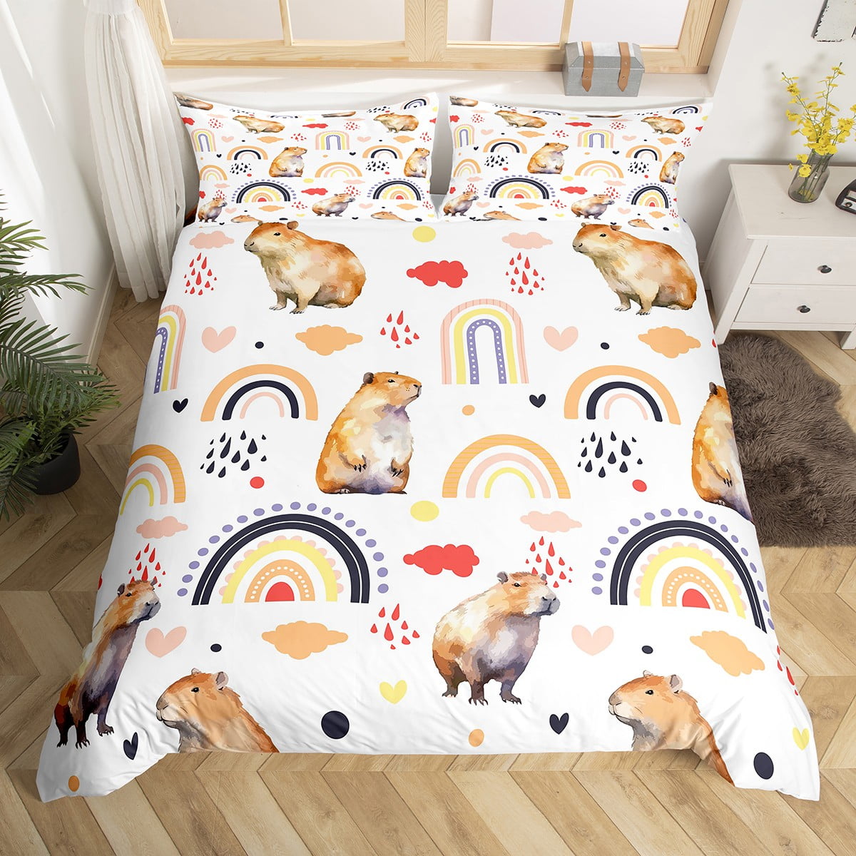 Erosebridal Cute Capybara Bedding Set Twin Size Gifts for Capybara ...
