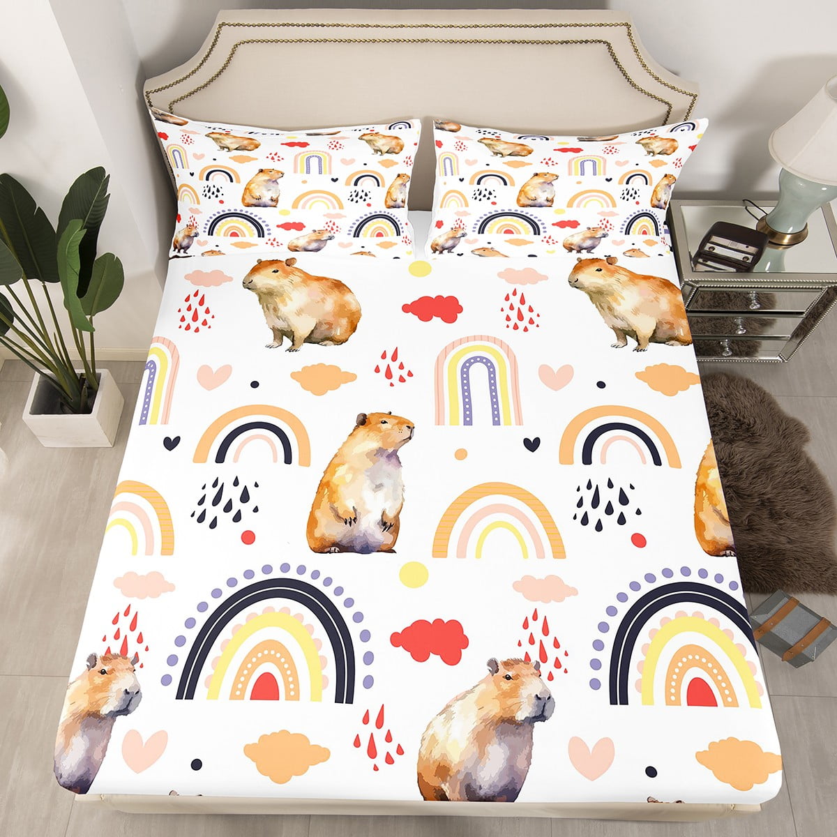 YST Cute Capybara Kids Fitted Sheet Twin Size Gifts for Capybara Lovers ...