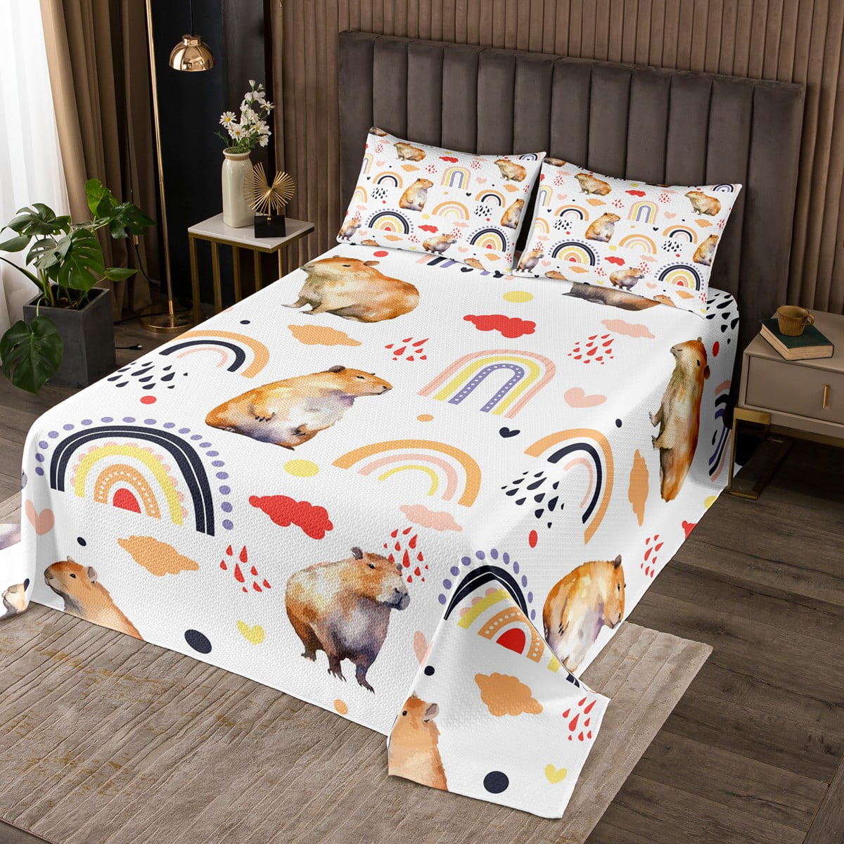 Erosebridal Cute Capybara Quilt Set Queen Size Gifts for Capybara ...