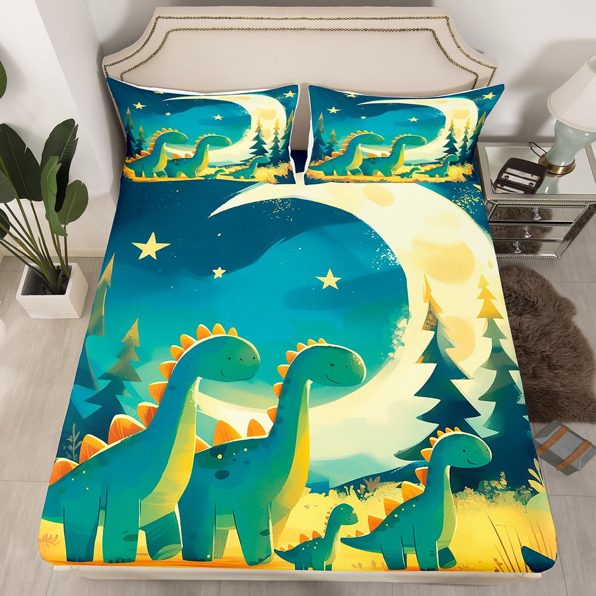 YST Cute Cartoon Dinosaur Bedding Set, Ultra Soft Twin Size Kawaii Dino ...