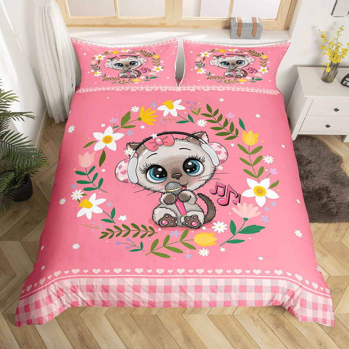 Erosebridal Cute Cat Bedding Sets Full Kawaii Animal Comforter Cover ...