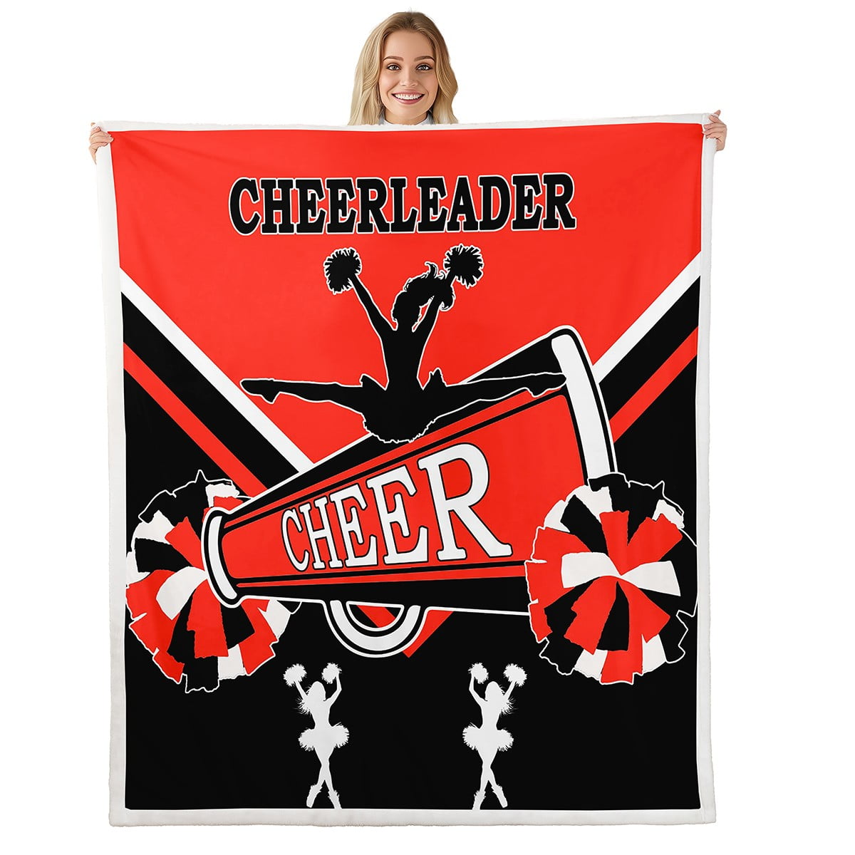 Cute Cheerleader Blanket Black and Red Throw Blanket for Bed ...