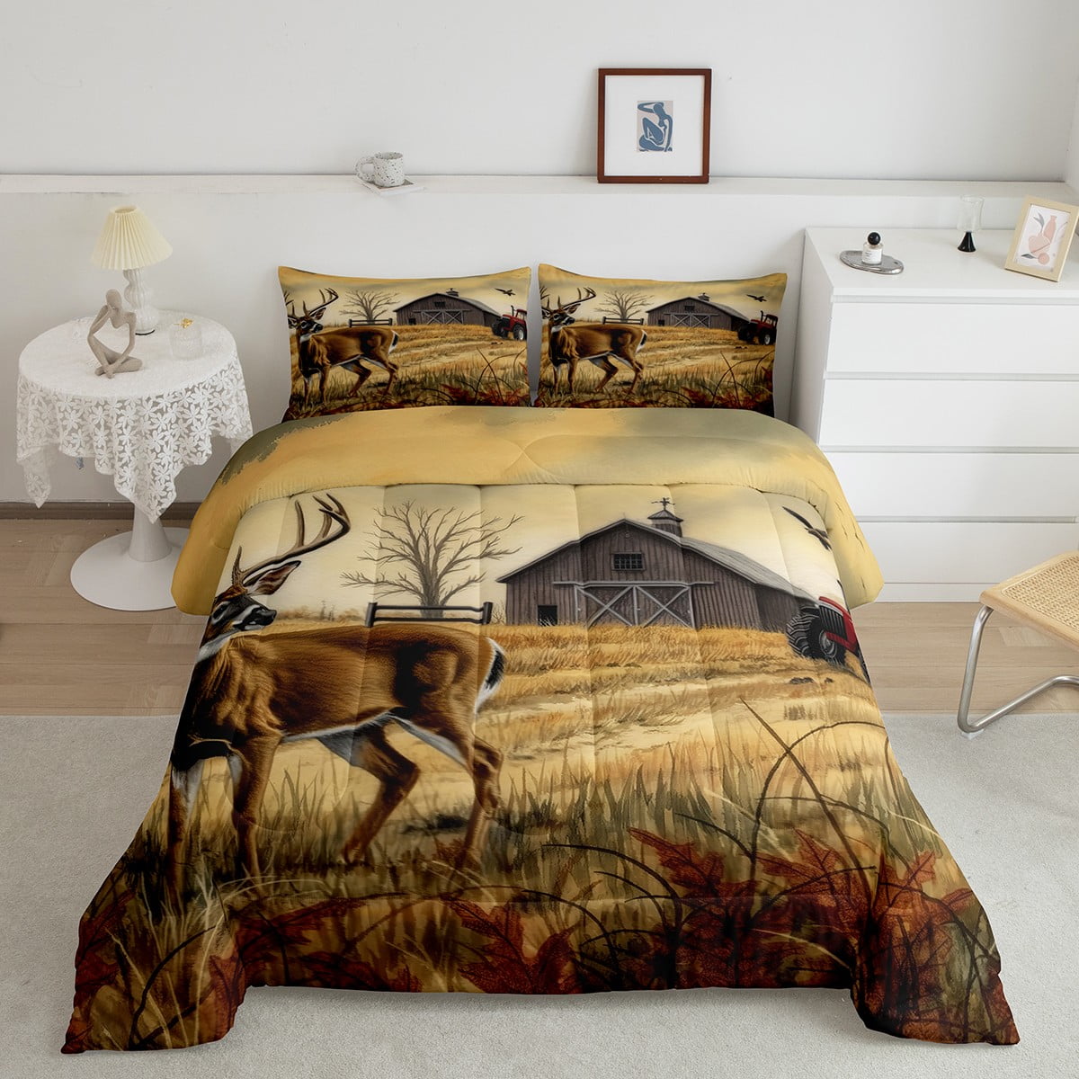 YST Cute Deer Toddler Bedding Sets For Kids Boys Girls Western Elk Comforter Set,Farmhouse Moose ...