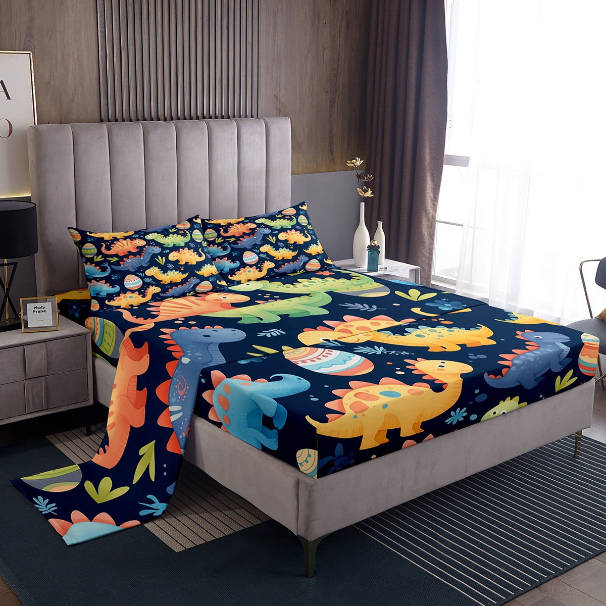 YST Cute Dinosaur Queen Bed Sheets Set for Boys Girls,Kids Dino Bedding ...